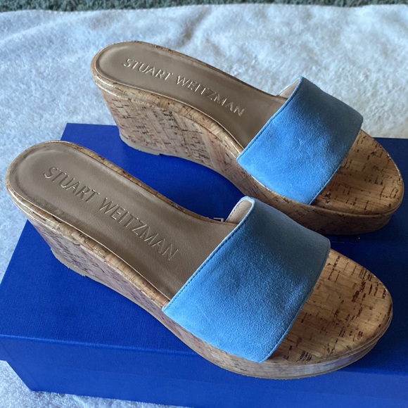 Stuart Weitzman | Shoes | Gorgeous Cornflower Blue Suede Wedges Brand ...